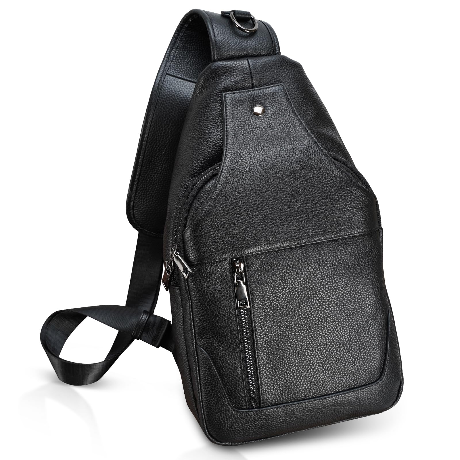 Full Grain Leather Crossbody Sling Bag Chest Backpack Outdoor Travel Hiking Sports Daypacks