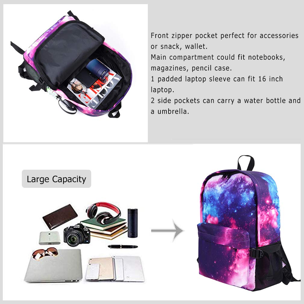 E-Clover Galaxy Backpack for Girls/Women/Men Lightweight School Backpacks Bookbag for Boys Waterproof Travel Daypack Purple Christmas Gift