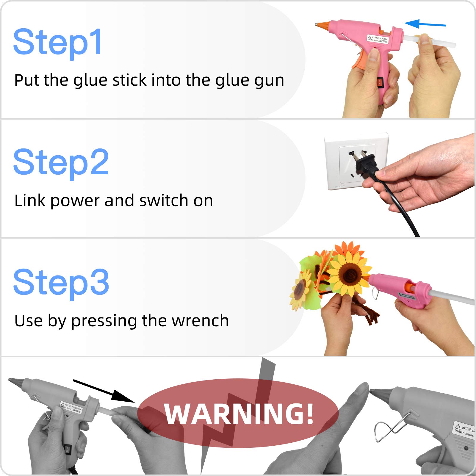 Hot Glue Gun with 40pcs Melt Glue Sticks, 30W Mini Hot Melt Glue Gun Kit, Melting Glue Gun Set, Glue Gun Mini for Crafts and Arts, School, Home, Quick Repairs, Sealing