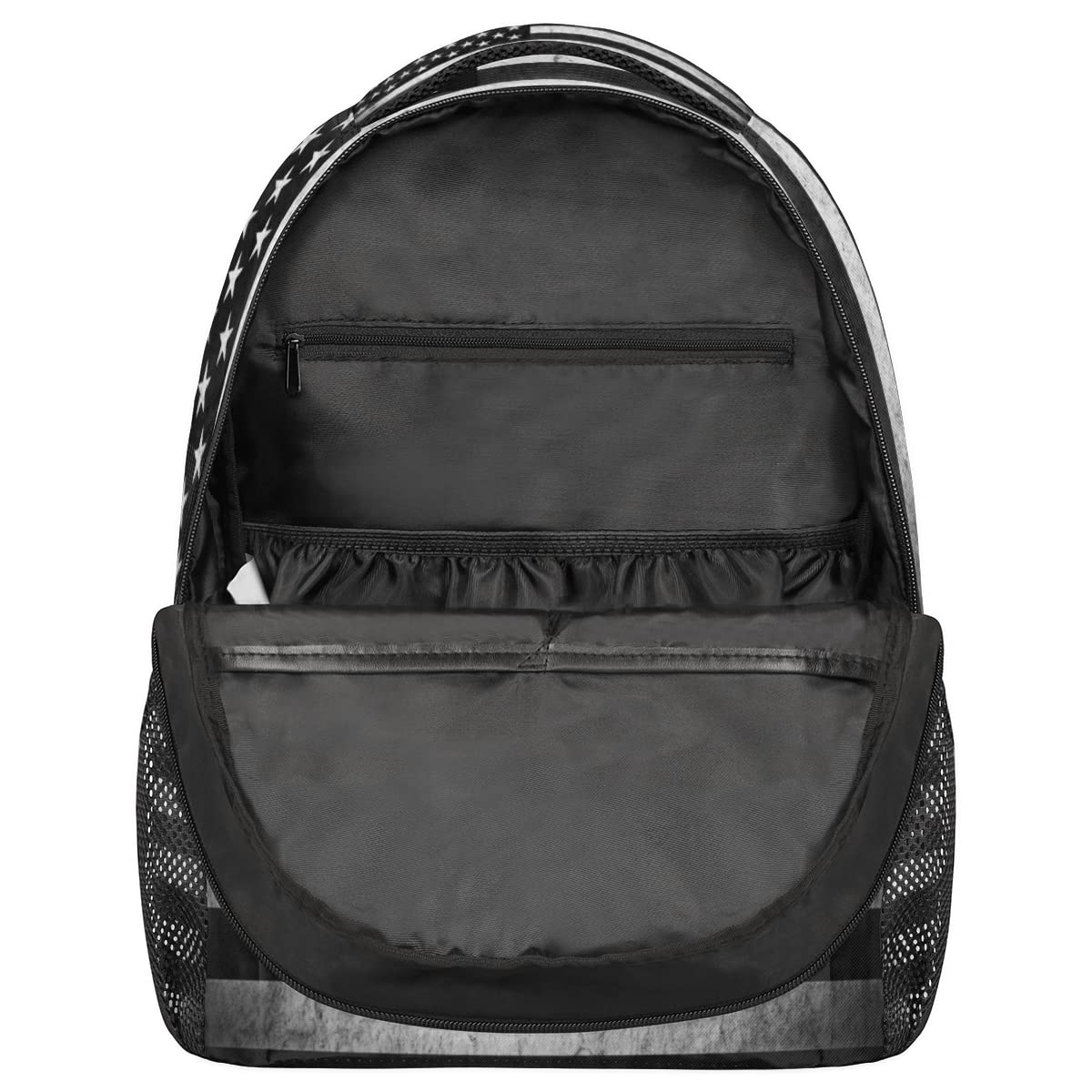 White Black American Flag Backpack for Women Men Waterproof Travel Bookbag with Adjustable Shoulder Strap Backpack Travel Laptop Backpack for College School Work Hiking Camping 16 inch