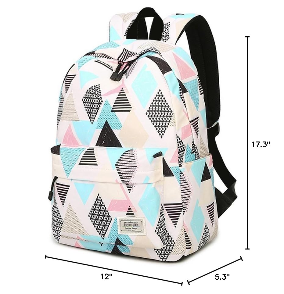 Joymoze Girl School Backpack Fit for 15.6" Laptop Children Bookbag Rhombus