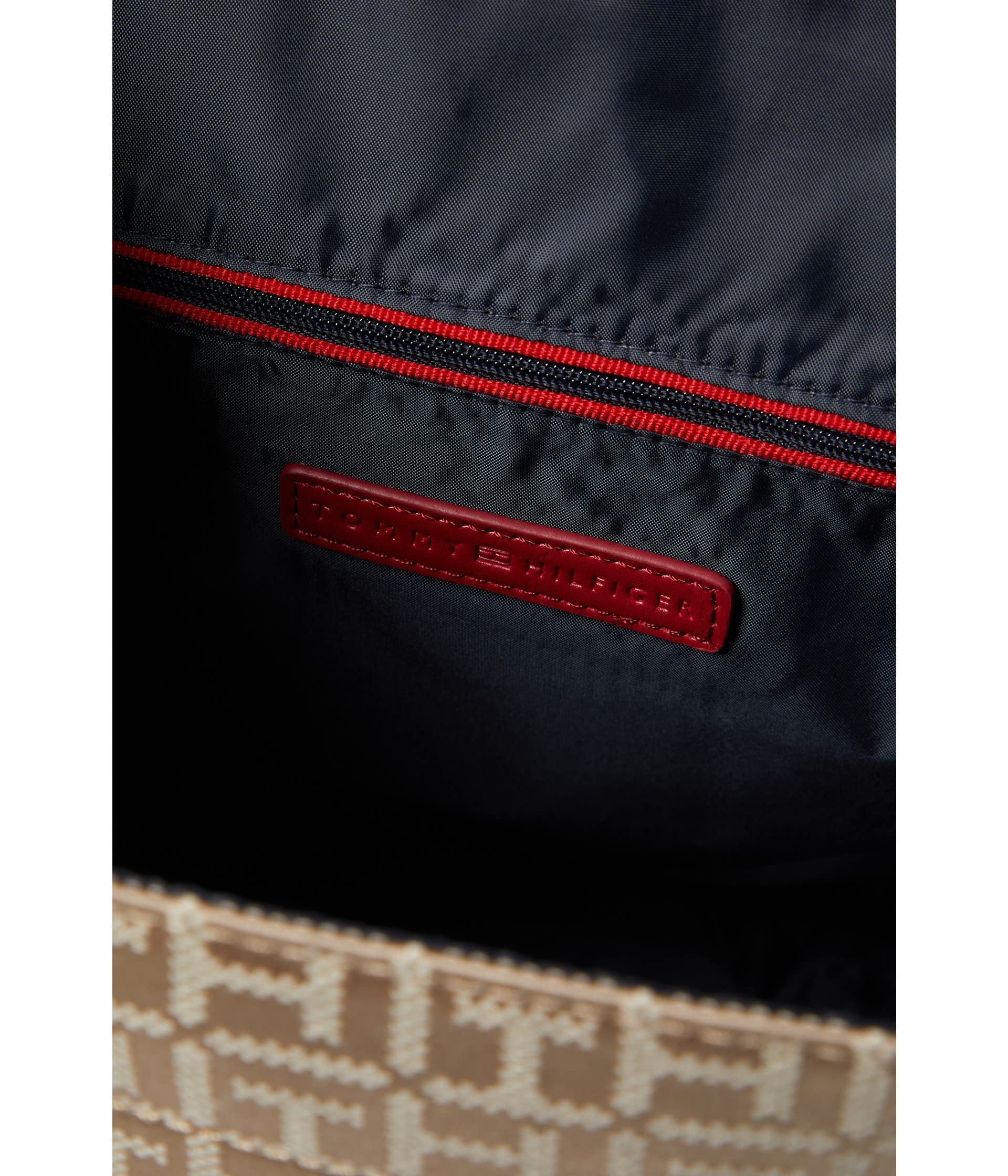 Tommy Hilfiger Camilla II Flap Backpack-Square Monogram Jacquard Khaki Tonal One Size