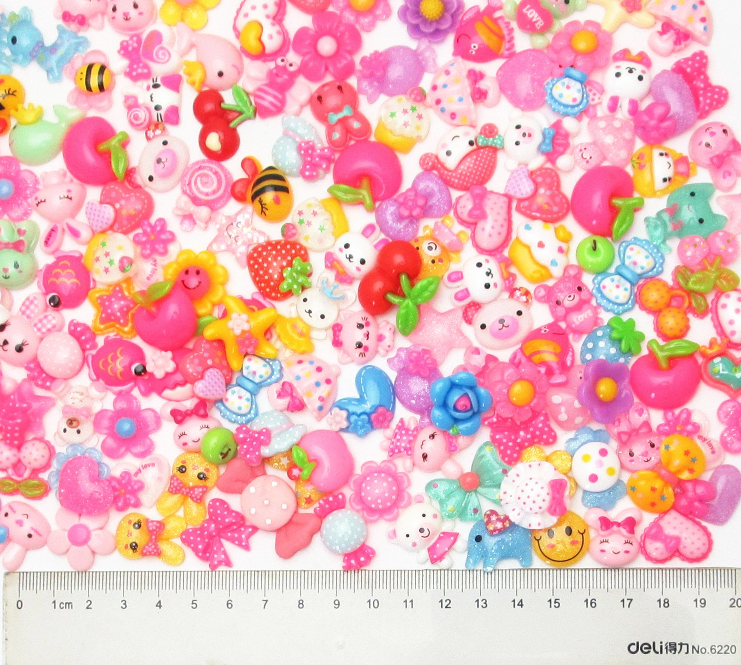 LibiIine 100pcs Mix Lots Flatback Resin Buttons Flat Back Scrapbooking Resin Flatback Craft