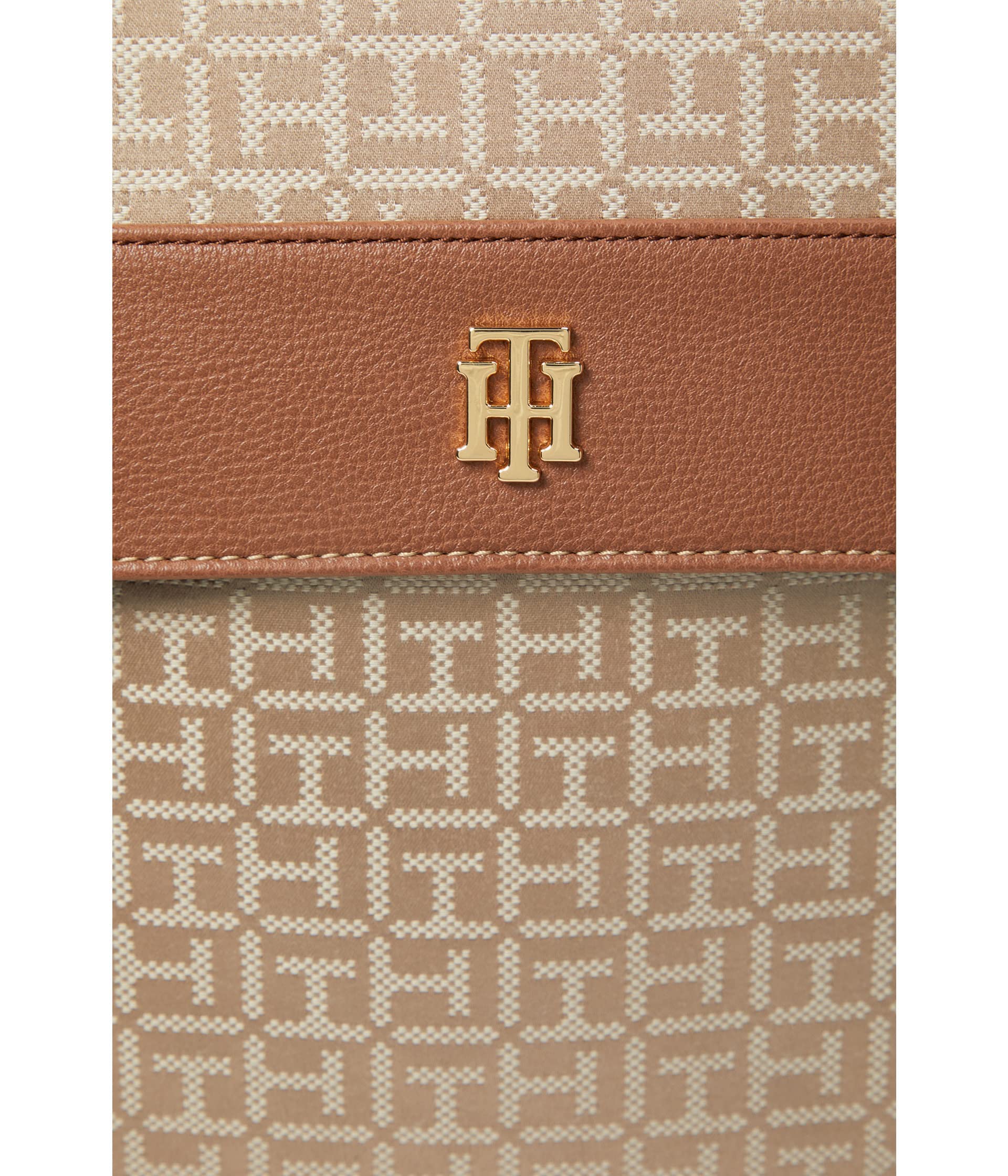 Tommy Hilfiger Camilla II Flap Backpack-Square Monogram Jacquard Khaki Tonal One Size