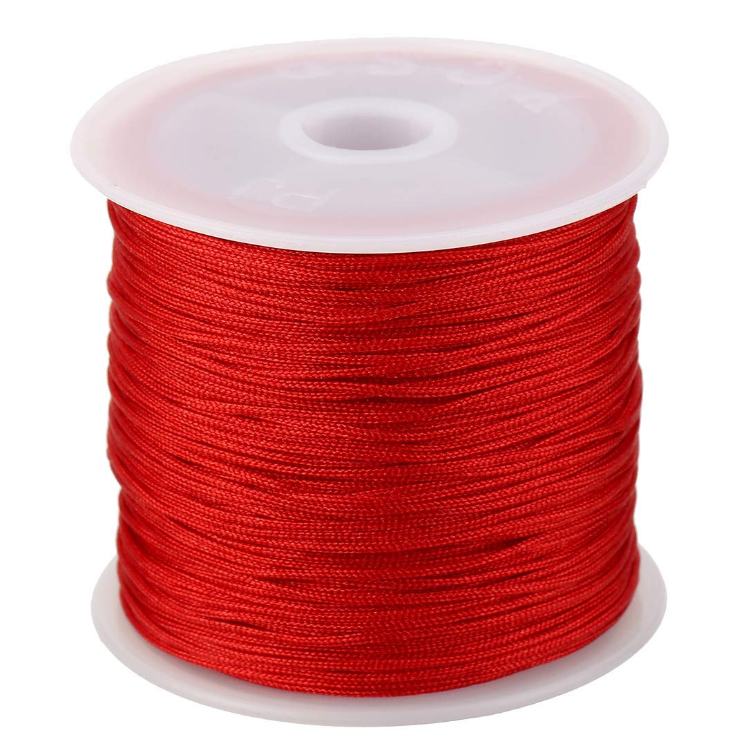 0.8mm Nylon Cord, Thread Chinese Knot Macrame Rattail Bracelet Braided String (Red)