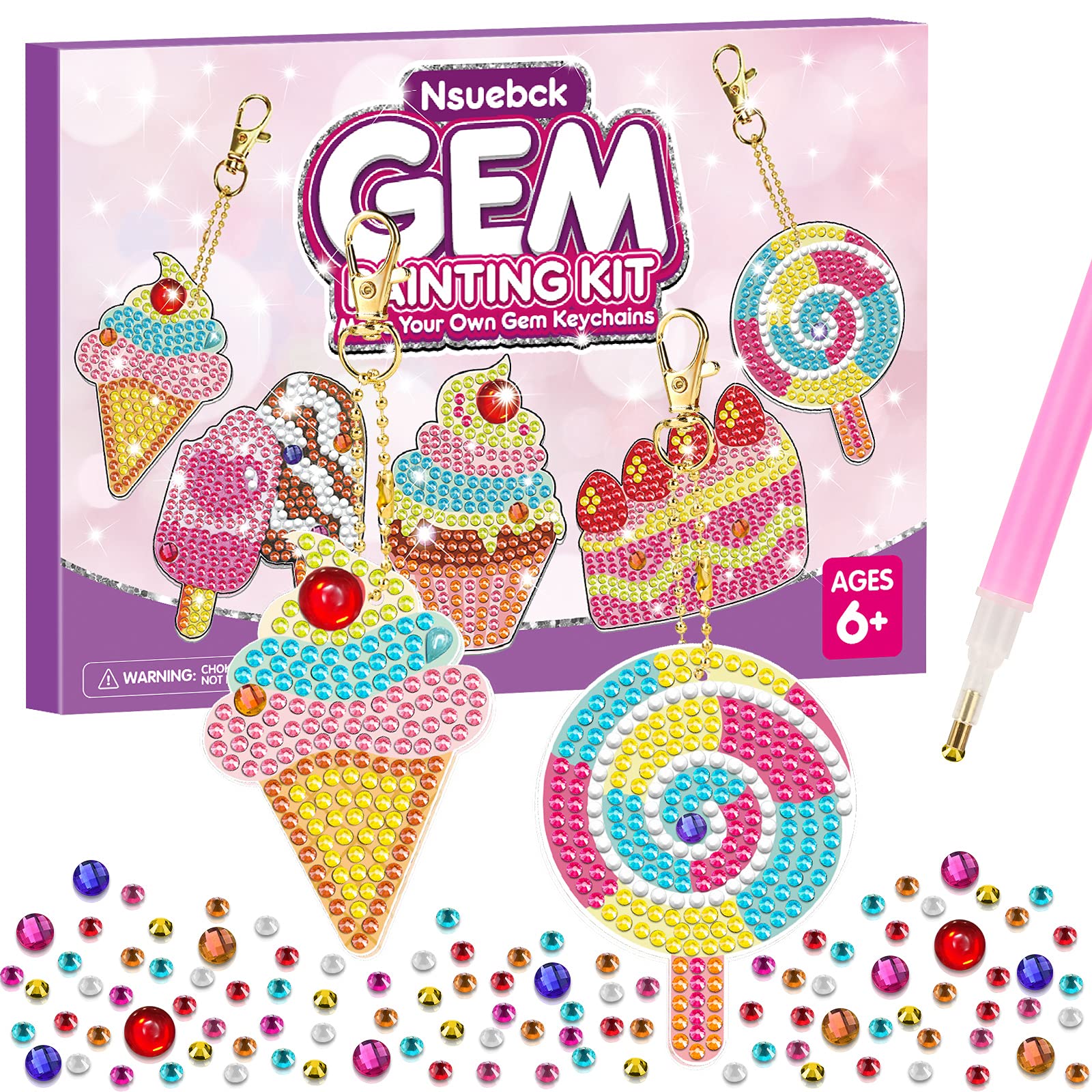 Diamond Painting Kits for Kids - Paint by Number Gem Keychains - DIY Arts and Crafts Easter Gifts for Kids Girls 6-8 8-10 10-12