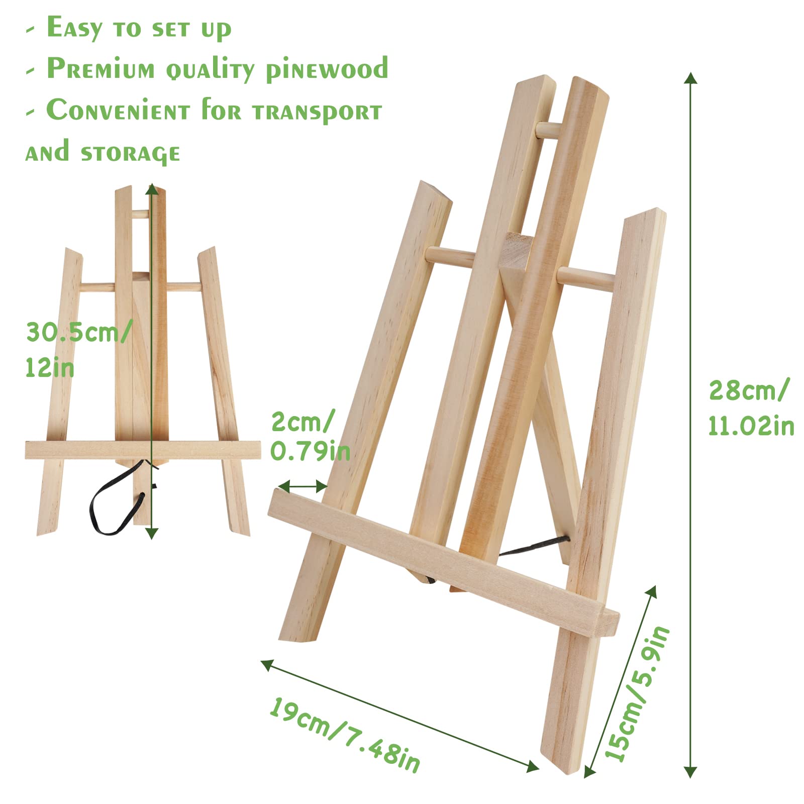 CONDA 12 Pack 11.8" Tabletop Easel, Portable A-Frame Tripod Tabletop Easel Set for Painting Party & Displaying Canvases, Photos, Display Tripod Holder Stand for Students Kids Beginners