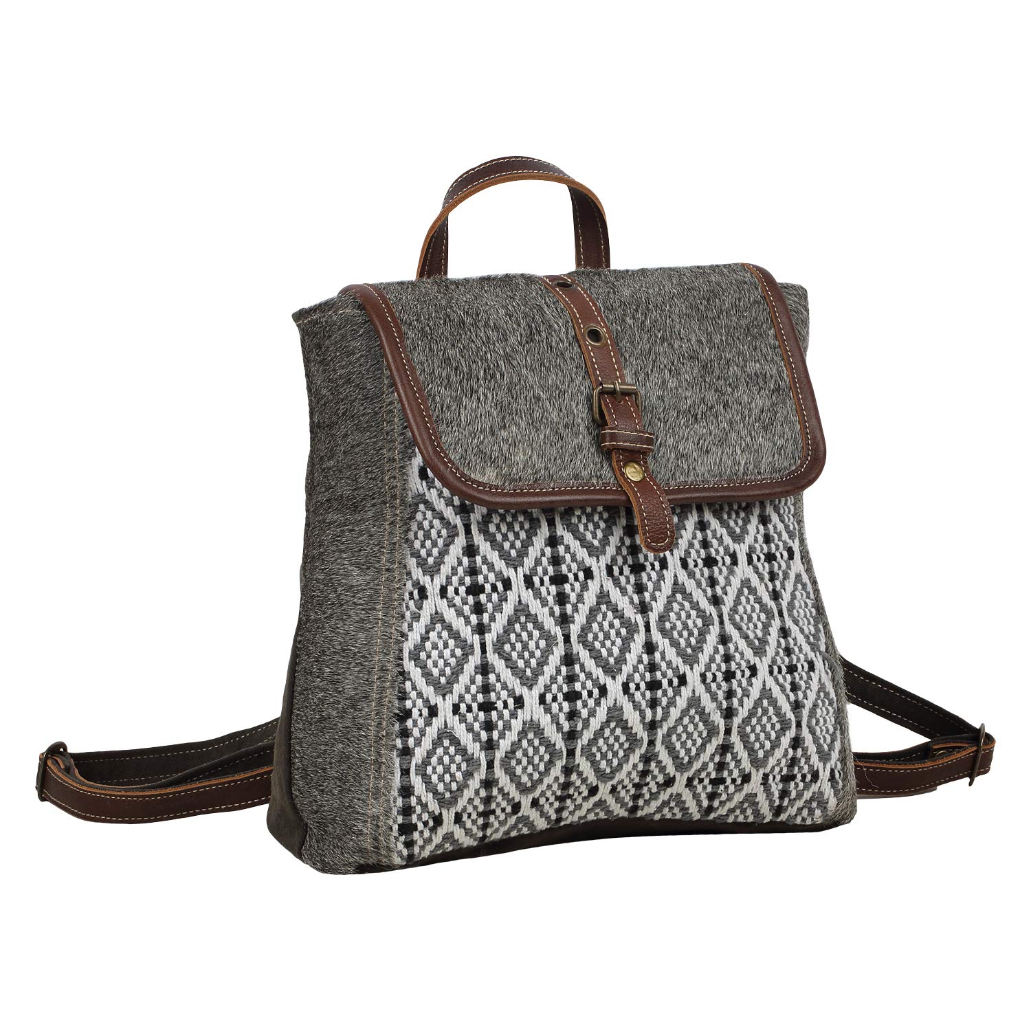 Myra Bag Stella Upcycled Canvas & Cowhide Leather Backpack S-1590