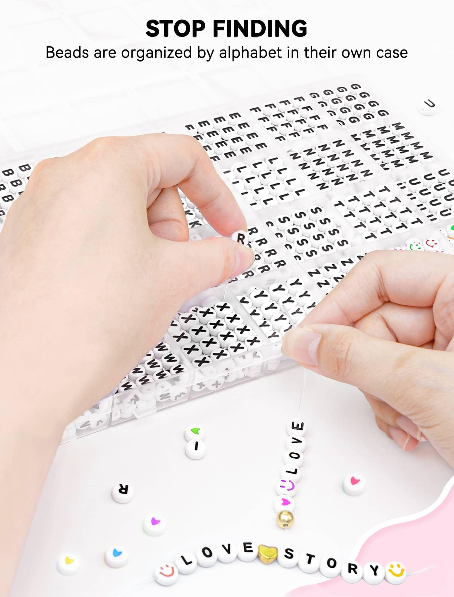 ARTDOT Letter Beads for Jewelry Bracelets Making, 1400 PCS 28 Styles Alphabet Smiley Face Heart Beads kit Crafts for Girls