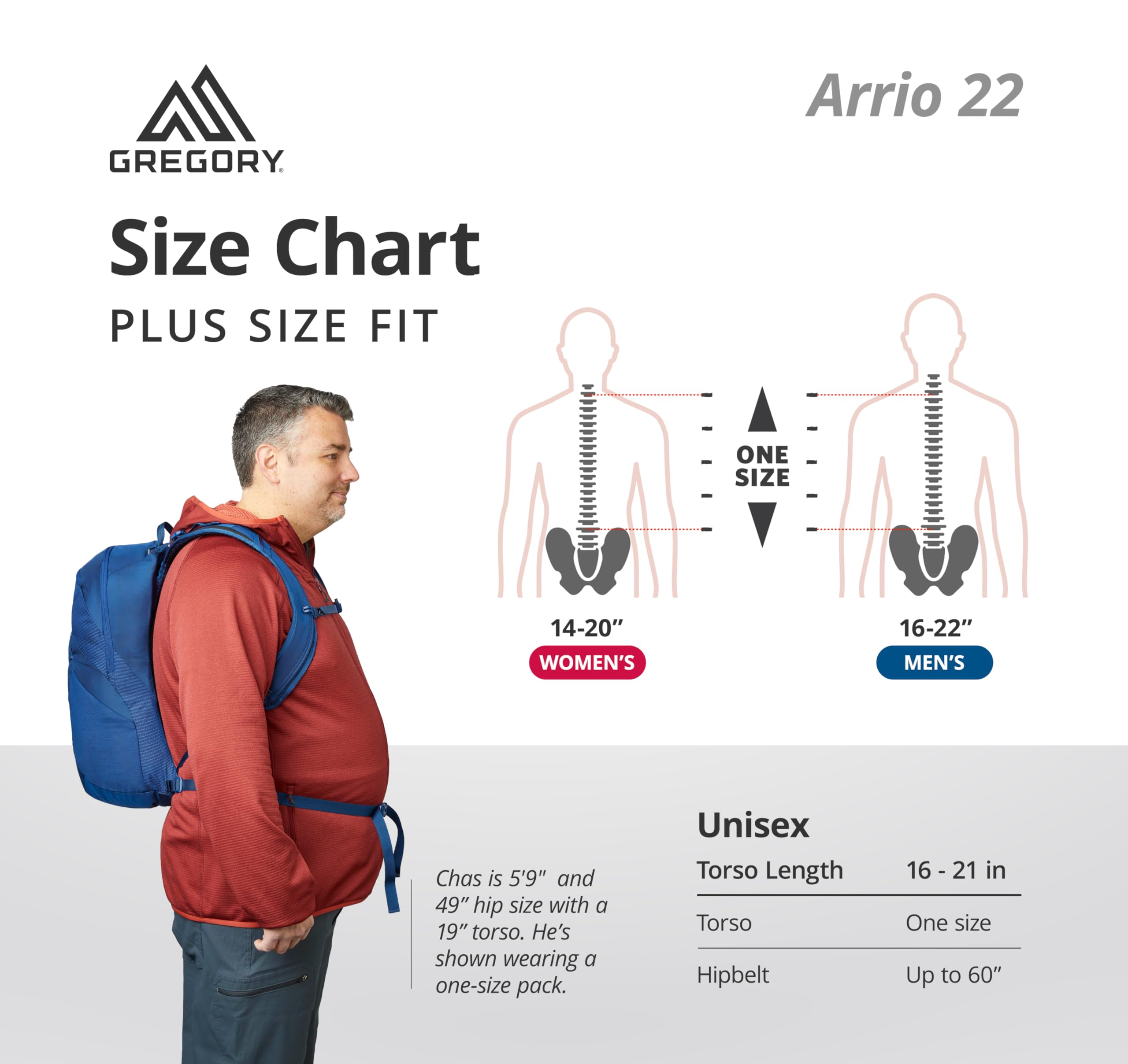 Gregory Mountain Products Arrio 22 Hiking Backpack Empire Blue, Plus Size