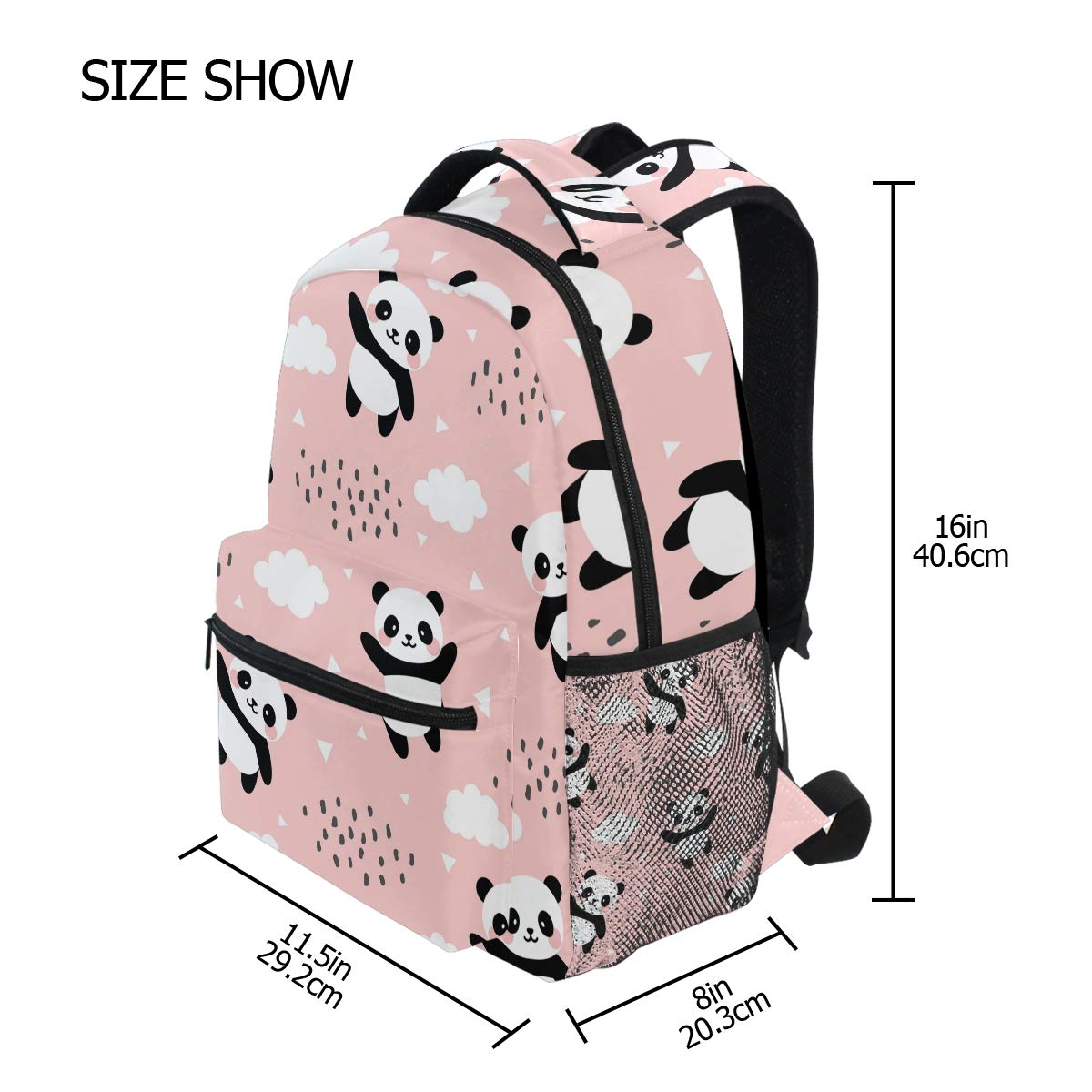 Qilmy Panda Backpack for Girls Student School Bookbag Laptop Computer Travel Daypack, Pink