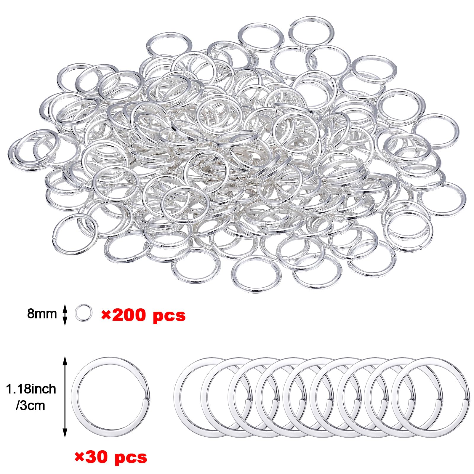 Hicarer 259 Pieces Inspirational Motivational Keychains Charms Bulk Keychains Inspirational Words Charms with Open Jump Rings Key Rings for Various DIY Necklaces, Bracelets