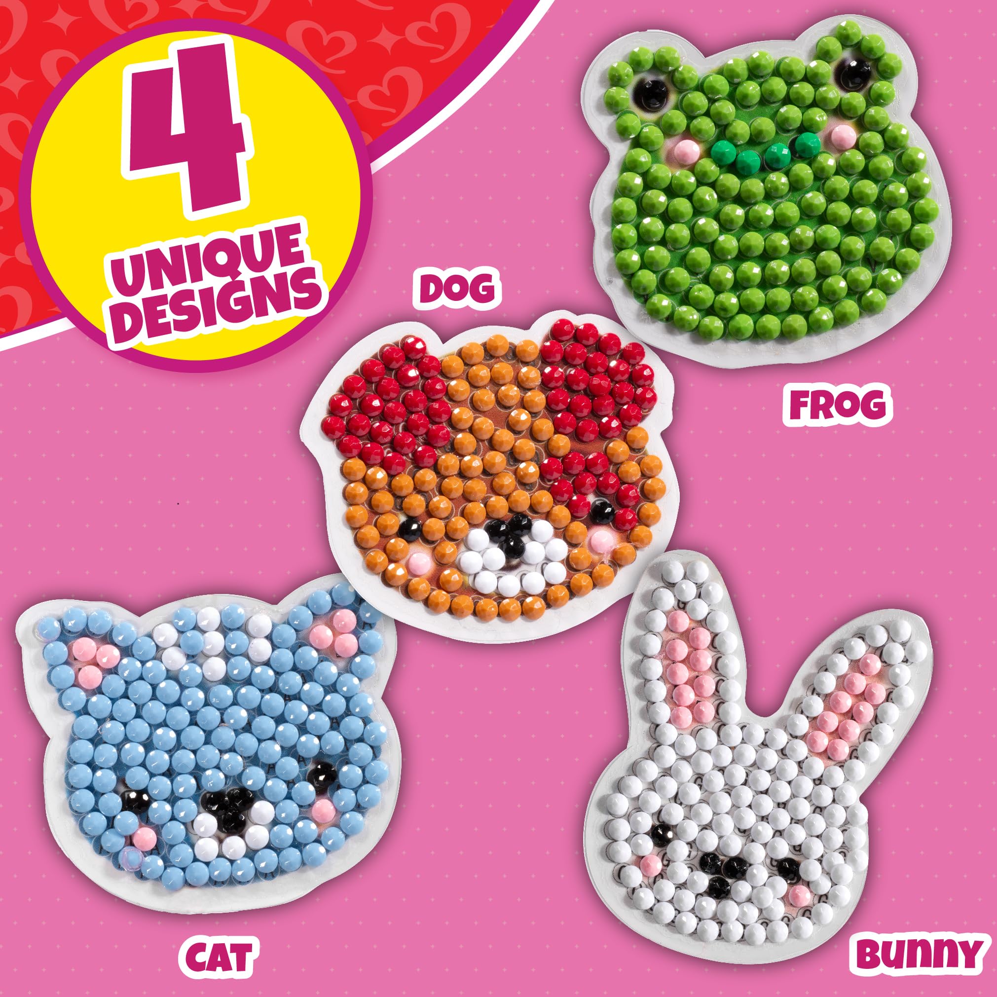 Kids Valentine's Day Cards - Pet Buddies Diamond Painting Kits (24ct)- Each Valentines Card Includes Pet Animal Gem Craft Activity & Sticker- Make Classroom School Exchange Gifts Fun for Boys & Girls