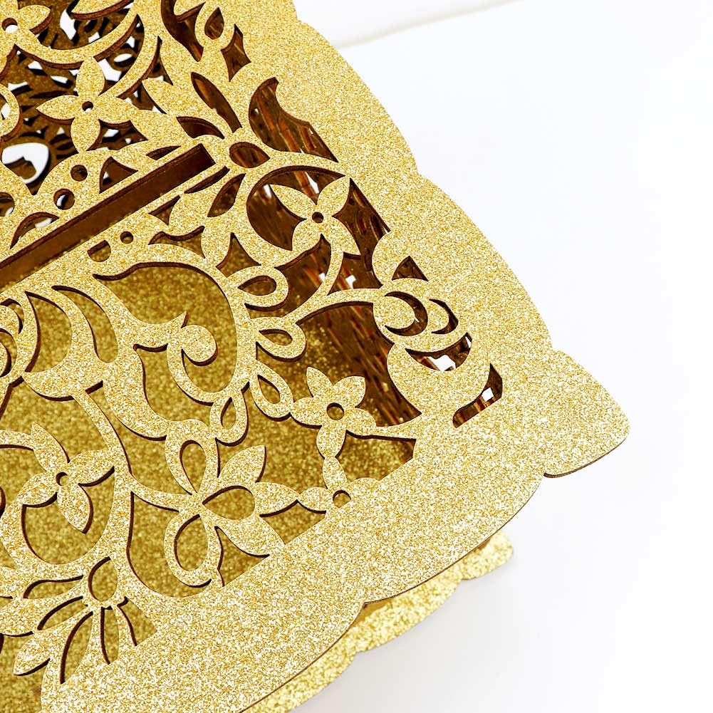 OurWarm Gold Wedding Card Box for Wedding Reception, Glittery Wooden Card Boxes with Lock, Gift Card Box Money Holder for Reception Anniversary Shower Rustic Wedding Decorations Birthday Graduation