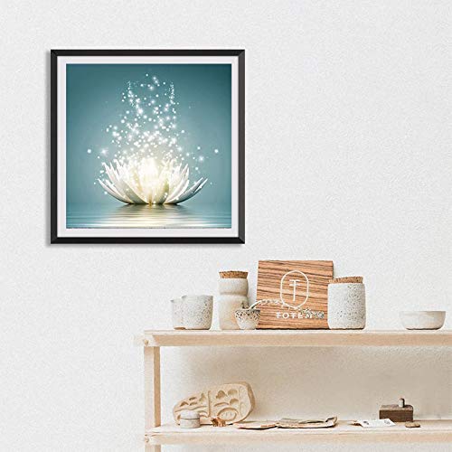 BOHADIY Diamond Painting Kits for Adults Kids Beginner– 5D DIY Round Diamond Number Kits – Crystal Rhinestone Diamond Embroidery Paintings Great for Home, Office, Wall Decor 13.8×13.8 inch Lotus