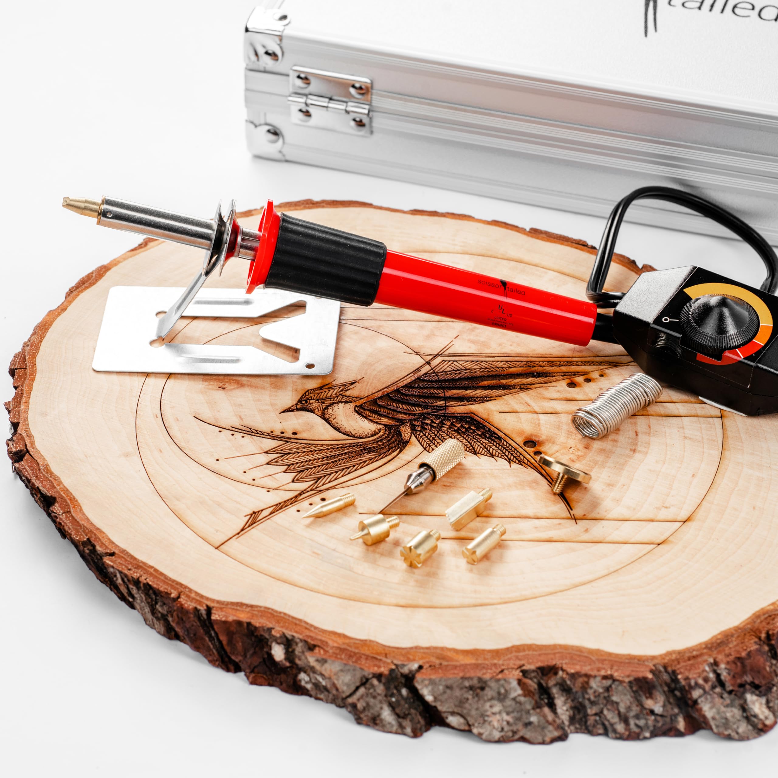 Premium Wood Burning Kit 43PCS | 36Tips, Adjustable Temperature Pen With Stand, Metal Stencil & Pliers. Free Deluxe Case & How To. Complete Gift For An Effortlessly Mastering The Art Of Pyrography