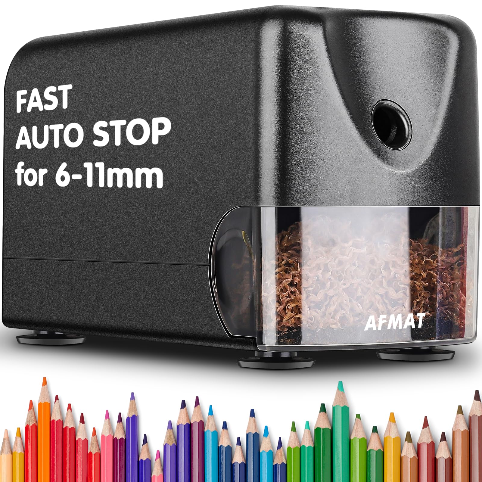 AFMAT Electric Pencil Sharpener Heavy Duty, Classroom Pencil Sharpener Plug in for 6.5-8mm No.2/Colored Pencils, UL Listed Professional Pencil Sharpener w/Stronger Helical Blade, Premium Gray