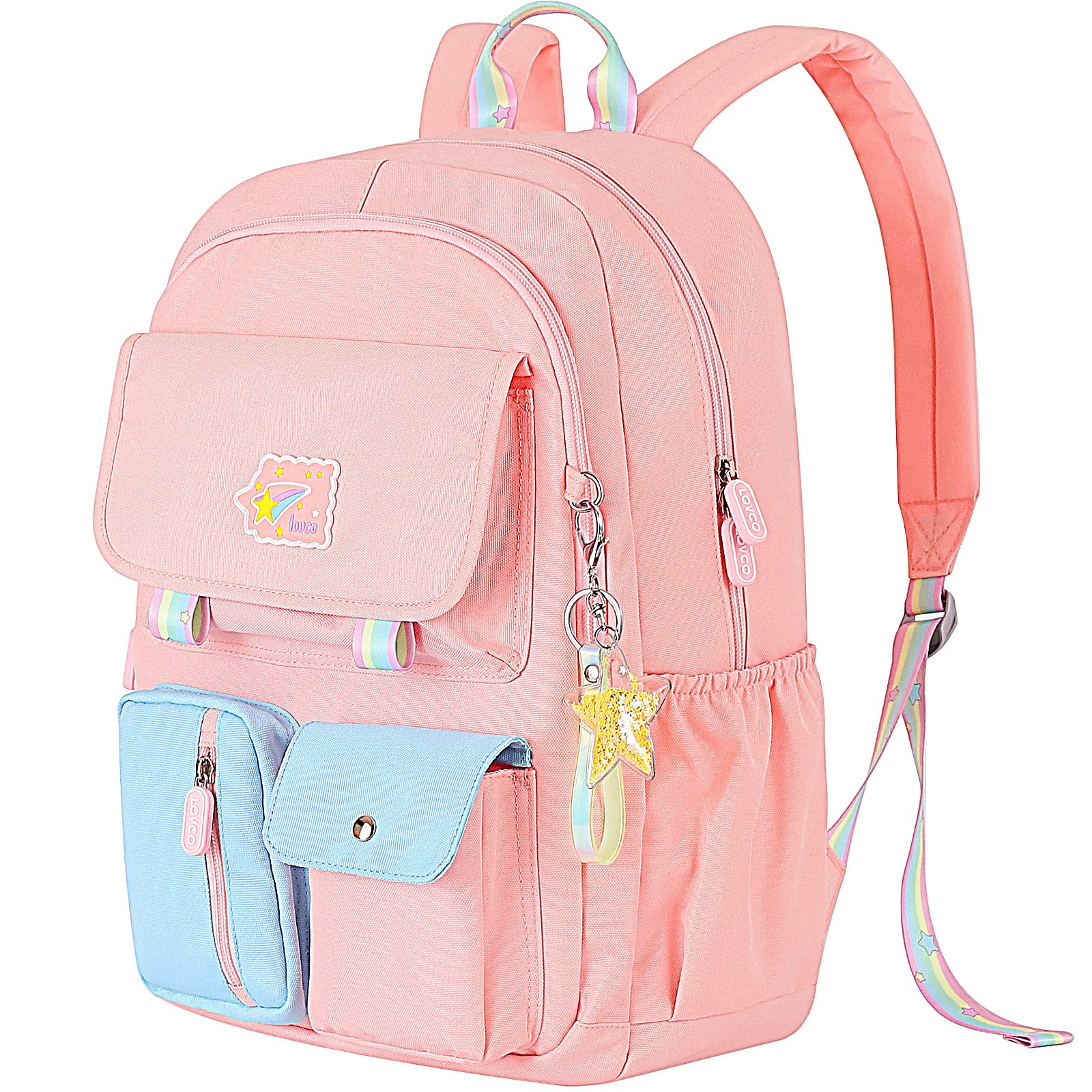 lovco Girls Backpack,Kids Backpack,Cute Backpacks for Girls,Elementary Preschool Kindergarten Supplies, for Children Aged 7-15 (Pink)