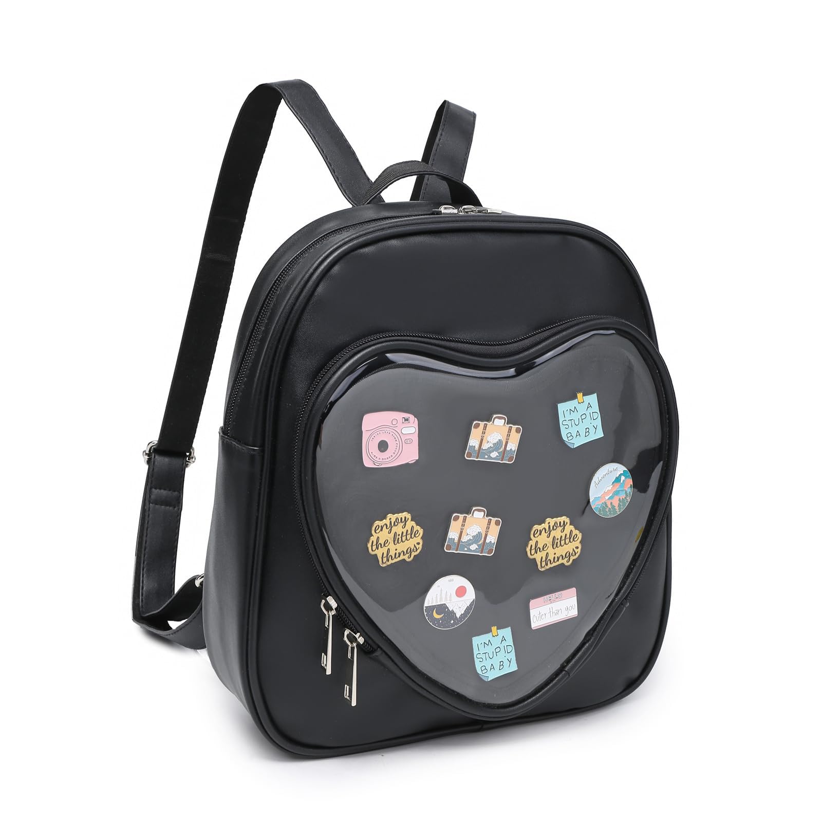 CHERRY SAUCE Womens Girl's Fashion Backpack Purses Handbags and Shoulder Bag Leather PU bag (CS2122-Black