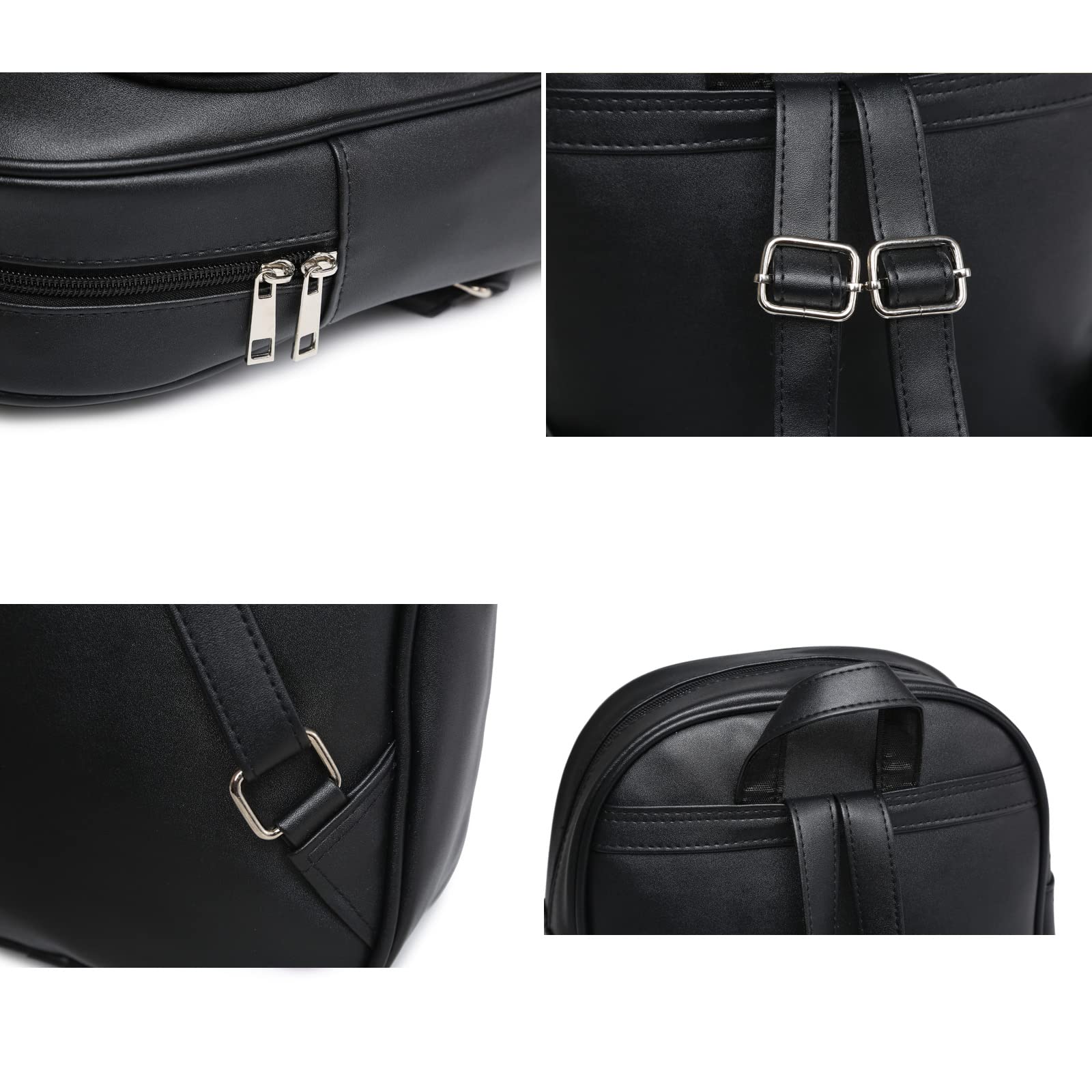 CHERRY SAUCE Womens Girl's Fashion Backpack Purses Handbags and Shoulder Bag Leather PU bag (CS2122-Black