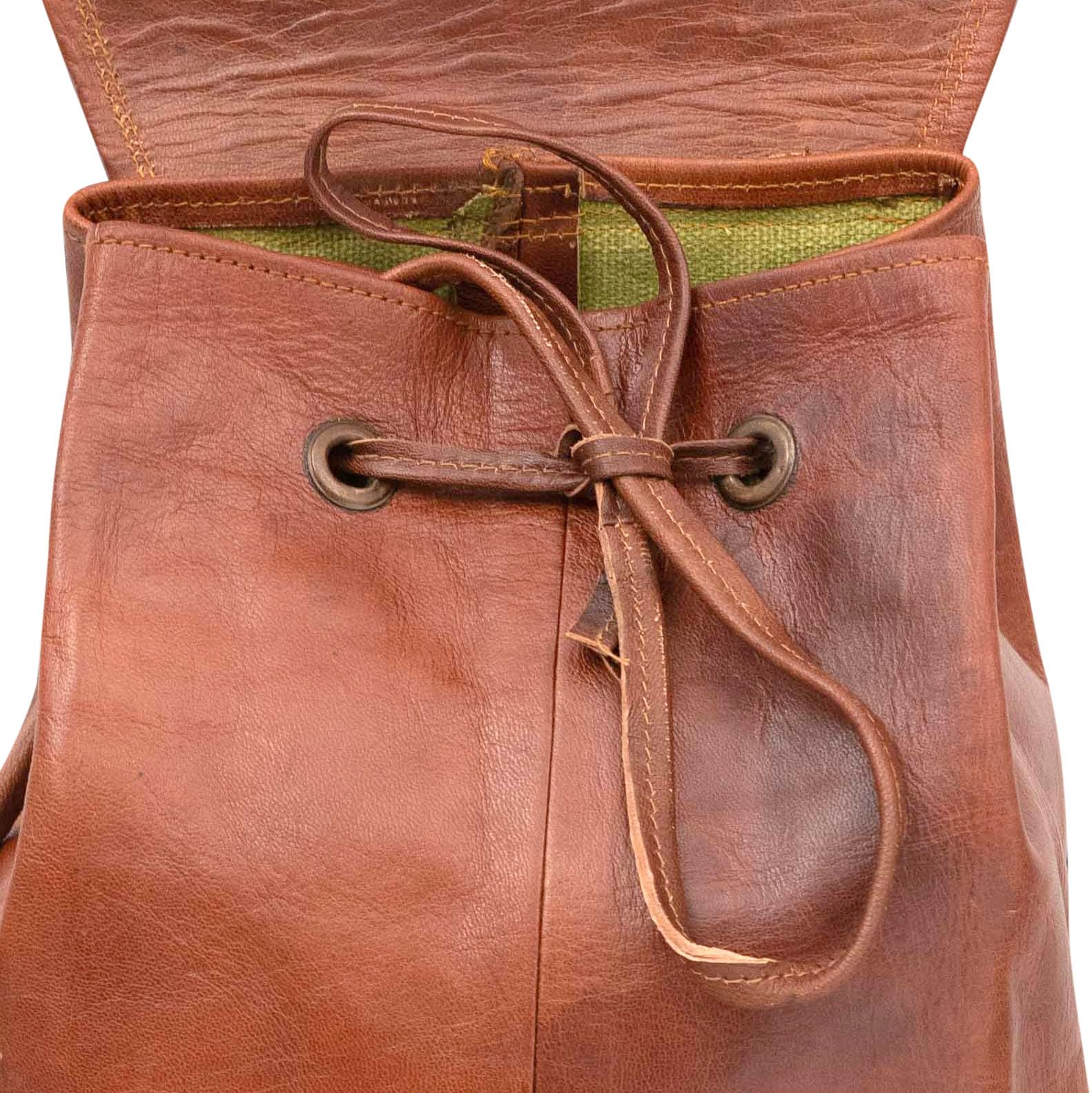 Rustic Vintage Leather Backpack Travel rucksack knapsack daypack Bag for men women Brown (16 x 8 x8 inches)