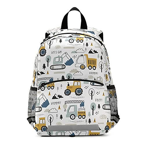 ZOEO Toddlers Backpack Kids Childish Truck Excavator Bookbag for Boys Girls 3-6 Years Preschool Kindergarten Cute Mini Bags with Safety Leash Daypack