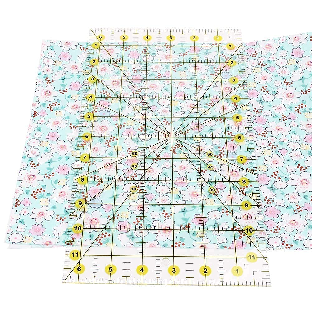 AUTOTOOLHOME Quilting Ruler Acrylic Quilters' Ruler for Easy Precision Cutting Fabric Paper, 6.5" x 12" for Quilting, Sewing & Crafts Template