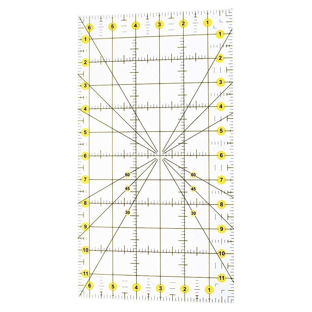 AUTOTOOLHOME Quilting Ruler Acrylic Quilters' Ruler for Easy Precision Cutting Fabric Paper, 6.5" x 12" for Quilting, Sewing & Crafts Template