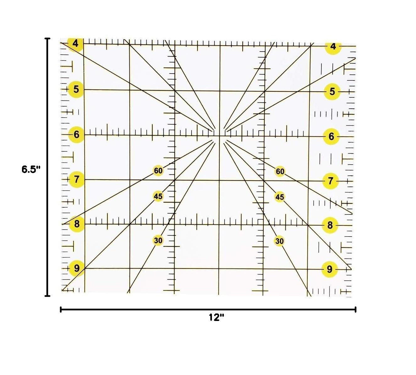 AUTOTOOLHOME Quilting Ruler Acrylic Quilters' Ruler for Easy Precision Cutting Fabric Paper, 6.5" x 12" for Quilting, Sewing & Crafts Template
