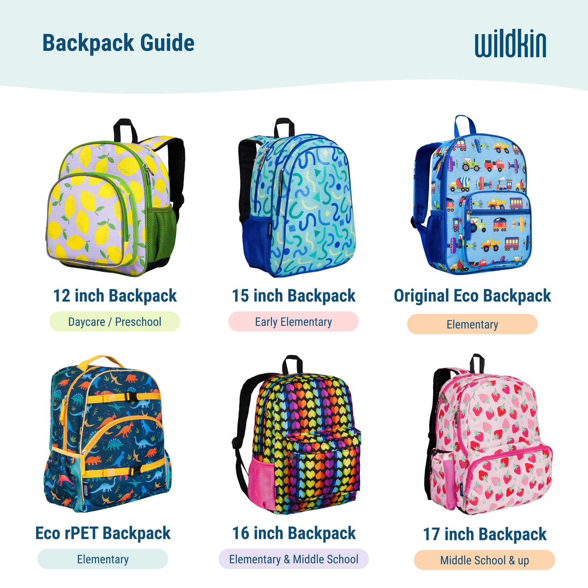 Wildkin 17 Inch Kids Backpack for Boys & Girls, Features Three Zippered Compartment with Interior & Side Pockets Backpacks, Perfect for School & Travel Backpack for Kids (Sharks)