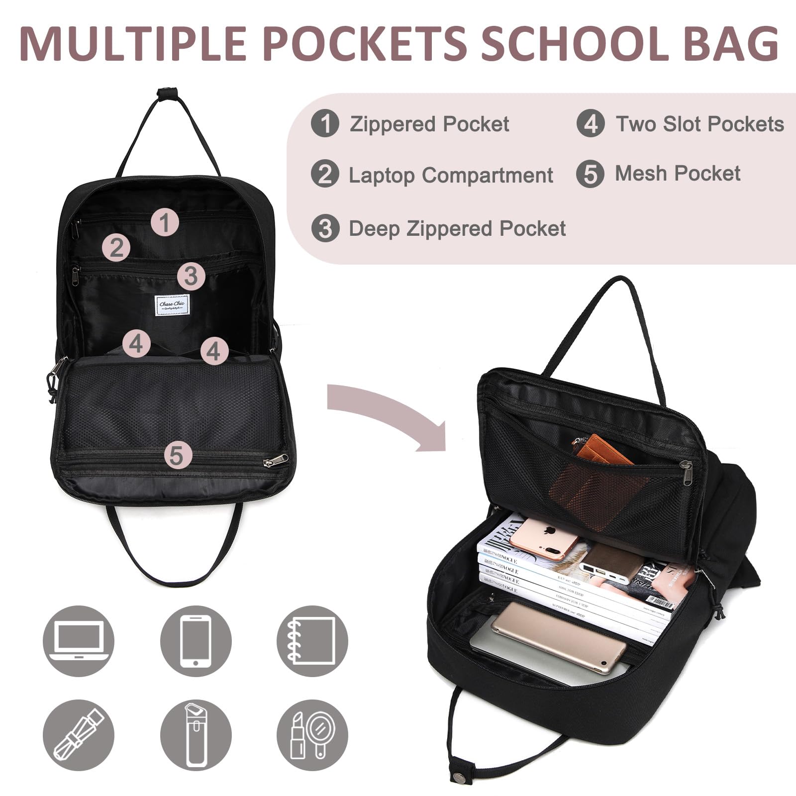 Mini Backpack for Women, Chasechic Lightweight Cute Small Hiking Casual Aesthetic Daypack for Teen Girls Wine Red