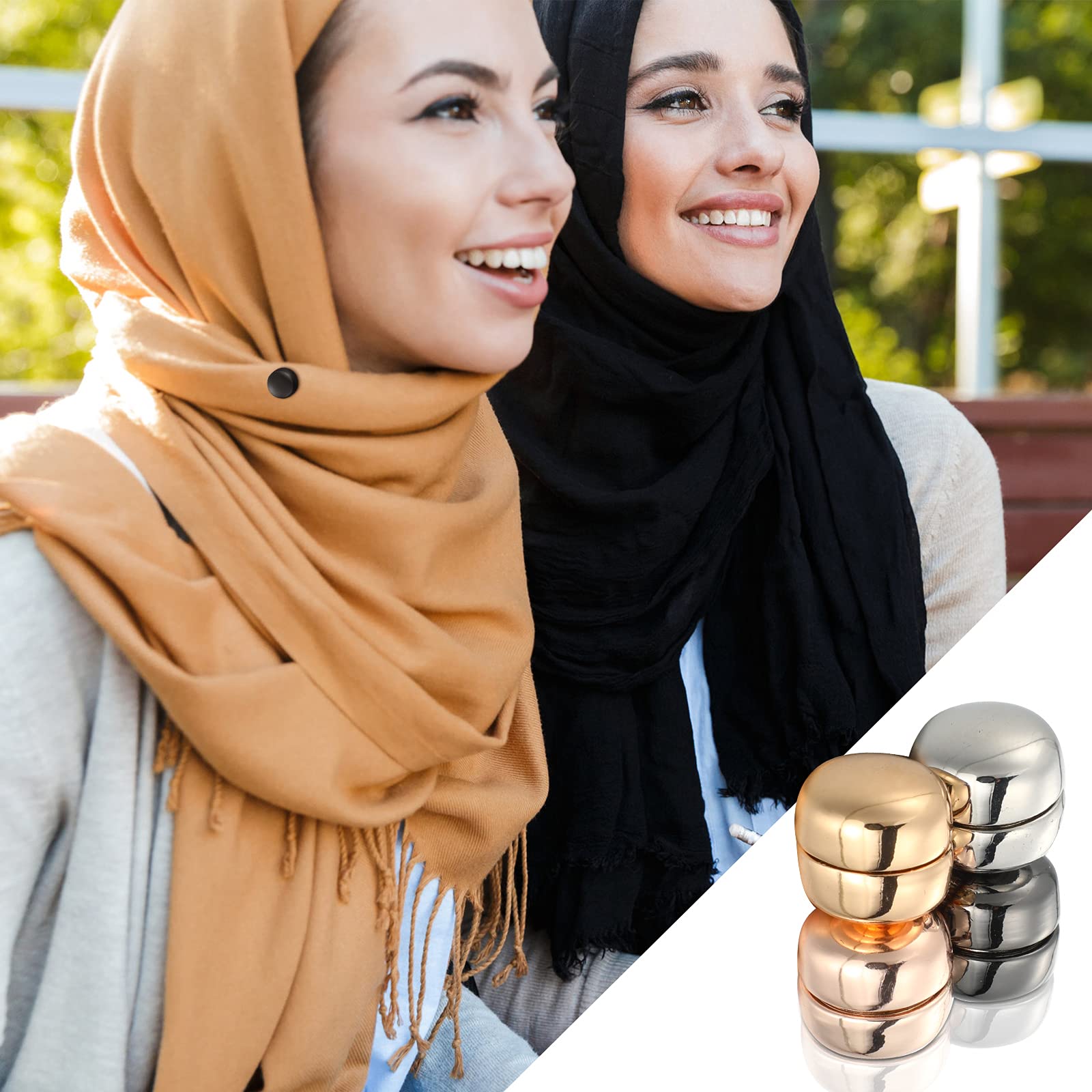 8 Pieces Hijab Magnetic Pins,Strongest Commercial Strength Magnetic Hijab Pins Buttons for Women Multi-Use Colorful Scarf Small Magnetic Hijab (Rustic Style)