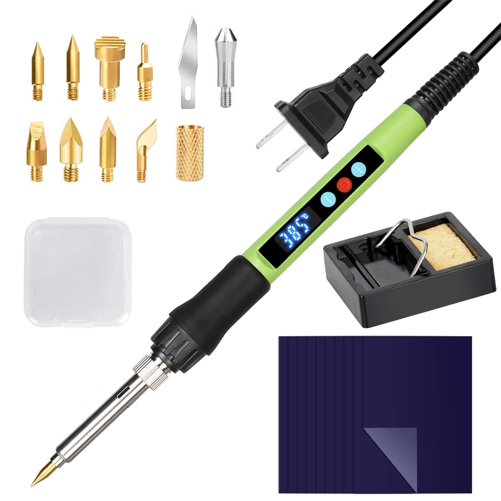 112Pcs Wood Burning Kit,60W Pyrography Pen Set with Adjust Temp Switch 200~450 ℃, Wood Burner Tool-Embossing,Carving,Soldering Tips,Stencils,Pencils,Christmas Stocking Stuffer Gifts for Men Adults Dad