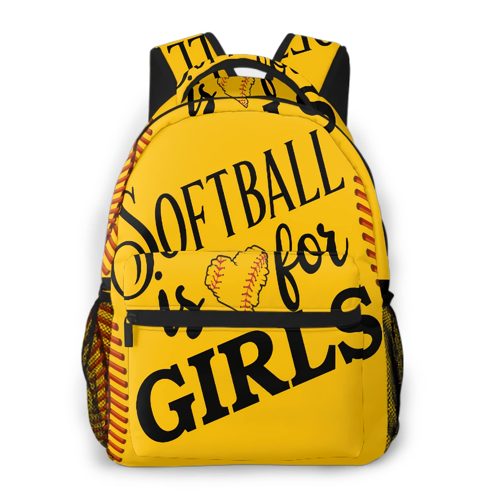 Yellow Softball Backpack for Boys Girls Elementary School Bags Back to School Gift Softball Mom Bookbag 2nd 3rd 4th 5th 6th Grade