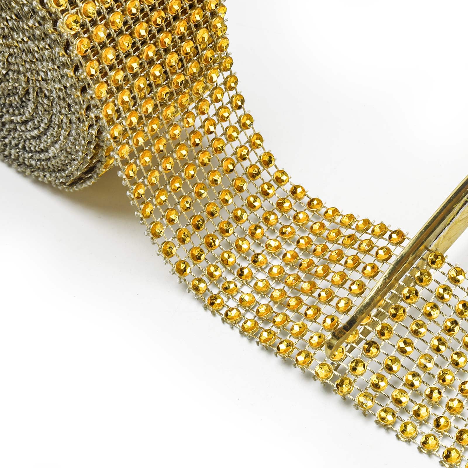BTSD-home Gold Rhinestone Ribbon 2 Roll Diamond Ribbon for Crafts, Cake, Birthday Decorations, Wedding, Baby Shower Event and Arts (20Yard Gold)