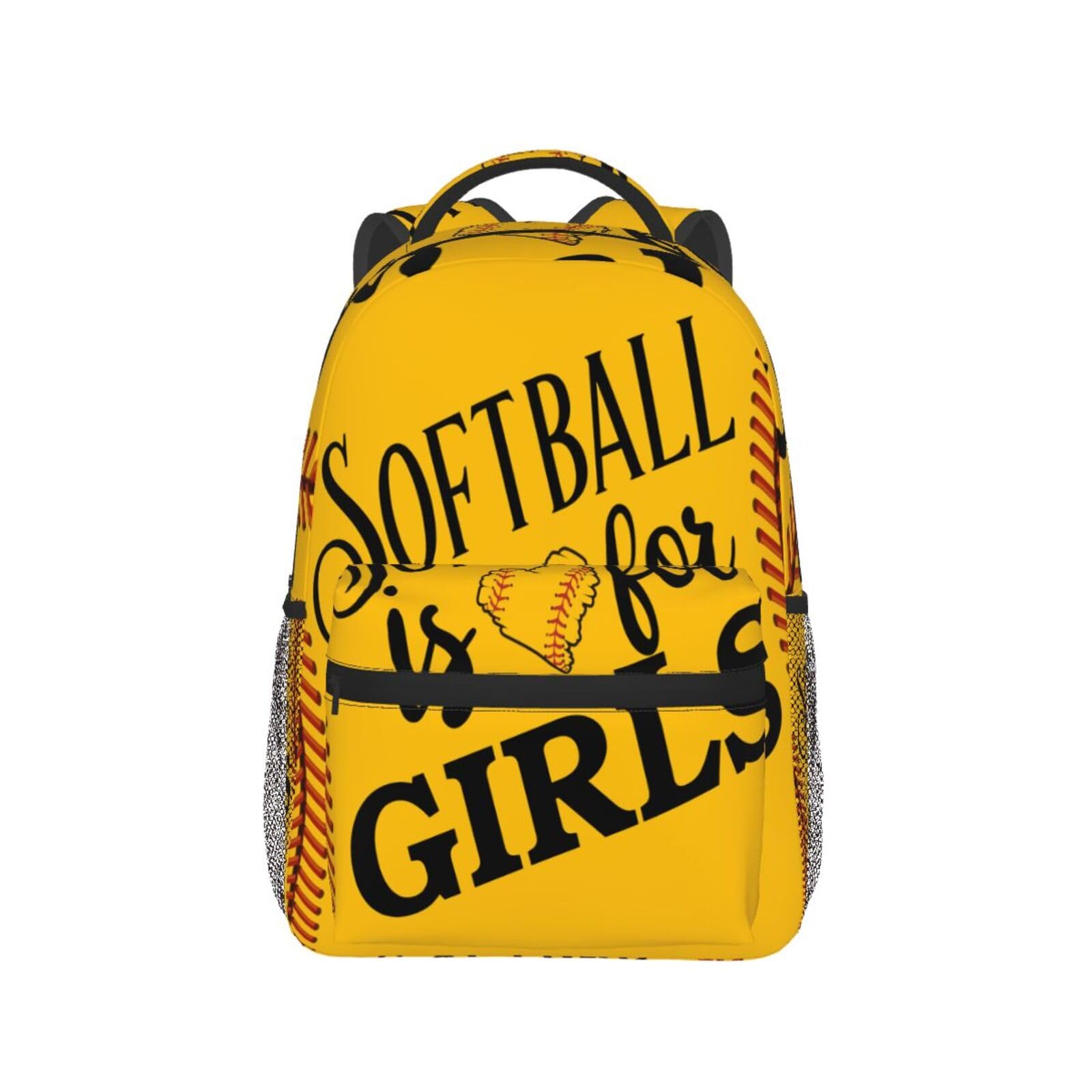 Yellow Softball Backpack for Boys Girls Elementary School Bags Back to School Gift Softball Mom Bookbag 2nd 3rd 4th 5th 6th Grade
