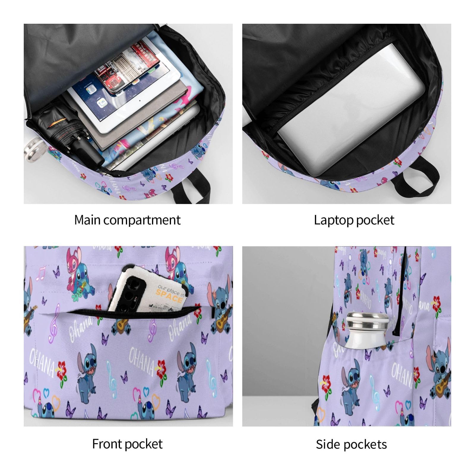 Travel Backpack, Notebook Laptop Bags For Men Women Weekend Outings Trip Book Bag Travel Hiking Camping Work Cartoon Cute Black 20