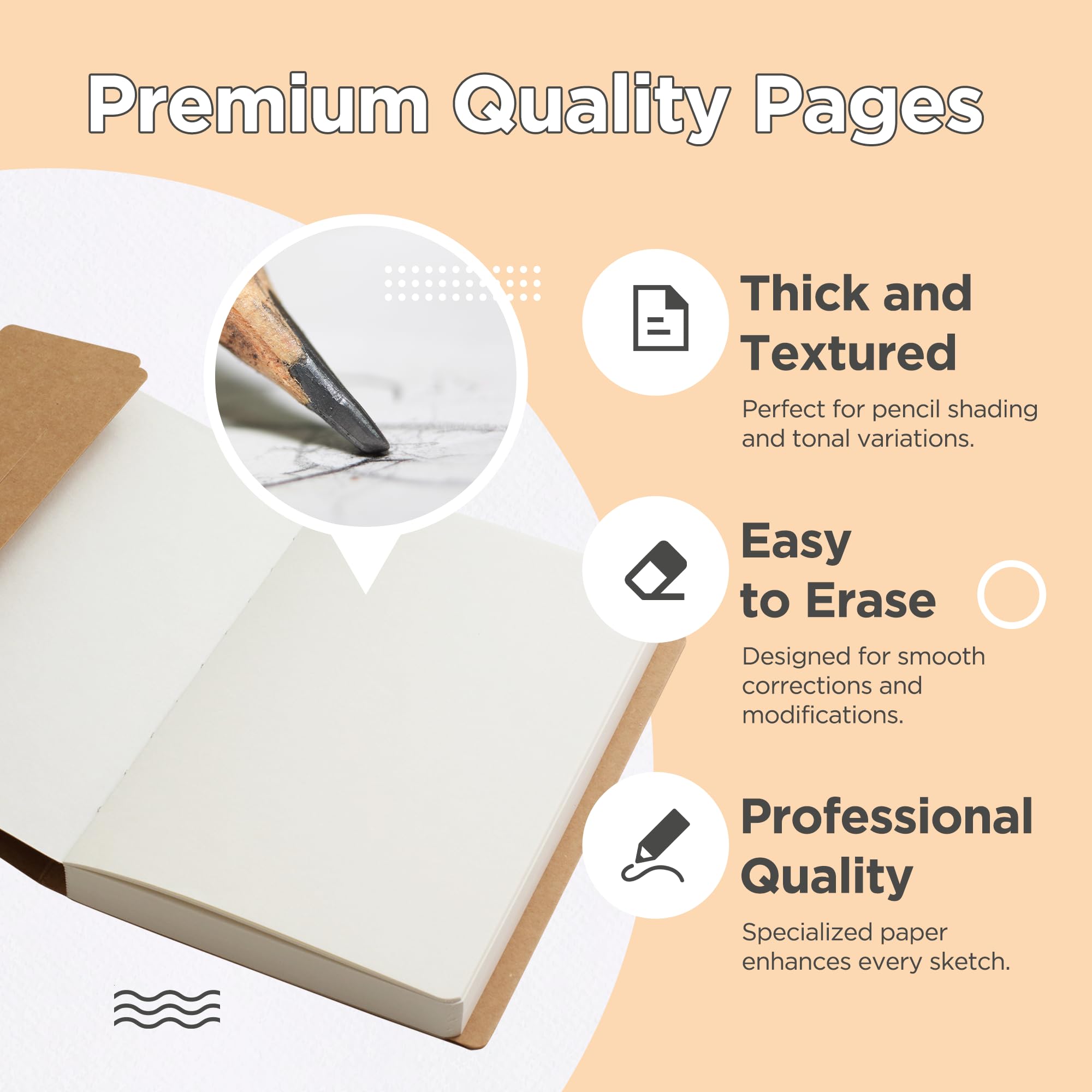 Kraft Cover Blank 100g Full Wood Paper Sketch Book - 112 Sheets / 224 Pages - 140 Millimeters by 210 Millimeters - 350gsm Kraft Paper Cover