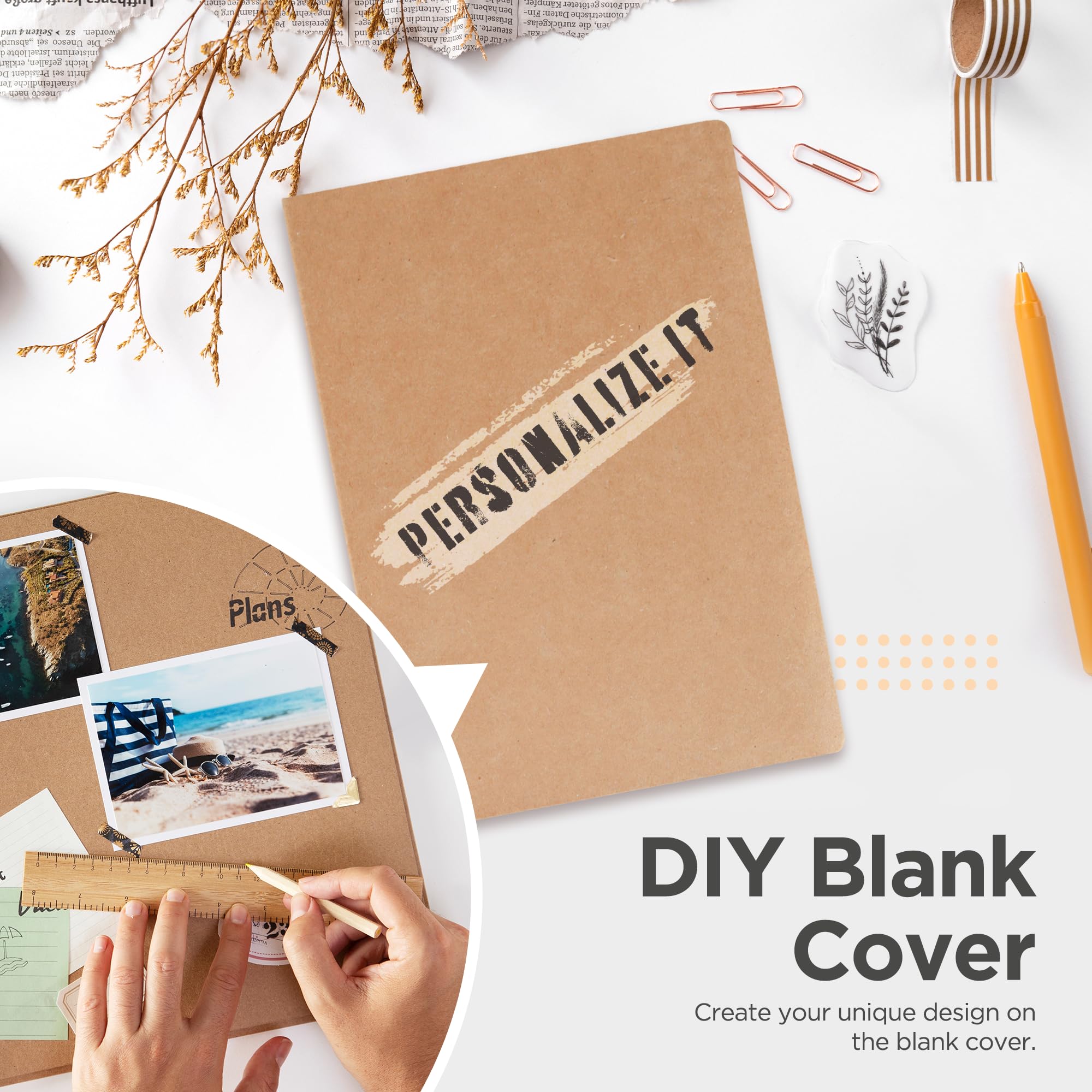 Kraft Cover Blank 100g Full Wood Paper Sketch Book - 112 Sheets / 224 Pages - 140 Millimeters by 210 Millimeters - 350gsm Kraft Paper Cover