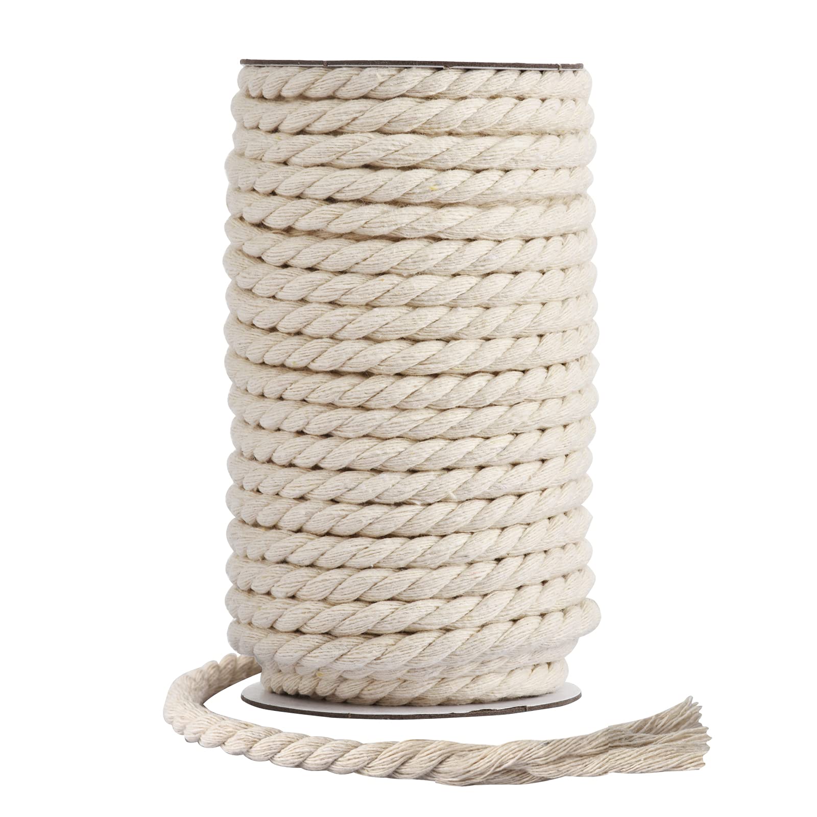 Hdviai Macrame Cord - Natural Unbleached Macrame Rope - 4 Strand Twisted Cotton Rope for Wall Hangingļ¼DIY Craft Makingļ¼Plant Hangersļ¼Knotting Decorative Projects (8mm x 20 Yards, White)