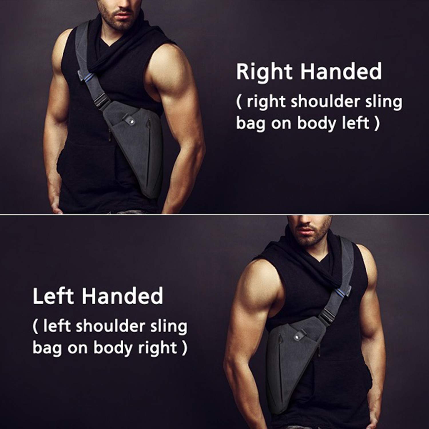 NIID FINO Sling Bag Multipurpose Slim Backpack waterproof and Anti-Theft Travel Chest Bag for Men Women(Right Hand)