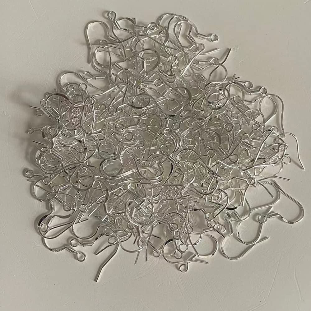 200 PCS/100 Pairs 925 Sterling Silver Earring Hooks Hypoallergenic Silver Ear Wires Fish Hooks with 100 PCS Clear Silicone Earring Backs and 100 PCS Jump Rings for DIY Jewelry Making