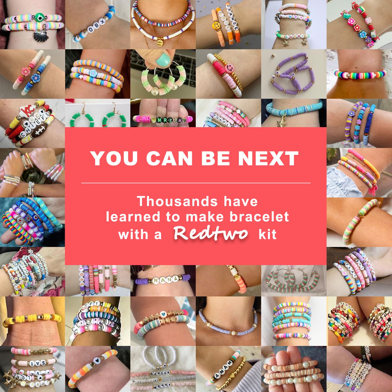 Redtwo 18000 Pcs Clay Beads Bracelet Making Kit, 3 Boxes 64 Colors Flat Polymer Heishi Beads Jewelry Making kit with Gift Pack, Friendship Bracelet Kits for Girls Ages 8-12