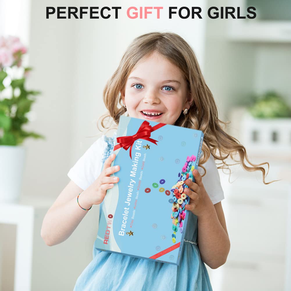 Redtwo 18000 Pcs Clay Beads Bracelet Making Kit, 3 Boxes 64 Colors Flat Polymer Heishi Beads Jewelry Making kit with Gift Pack, Friendship Bracelet Kits for Girls Ages 8-12