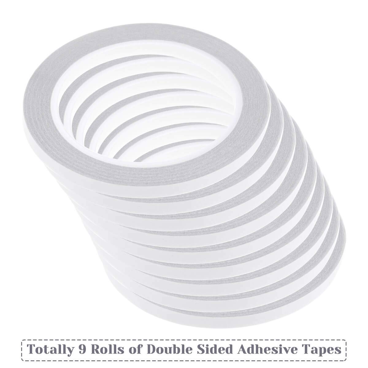 Double Sided Adhesive Tape, Cridoz 9 Rolls Double-Side Craft Tape for Card Making, Scrapbooking, DIY Crafts and Office School Stationery Supplies (1/4 Inch, 25 Yards Per Rool)