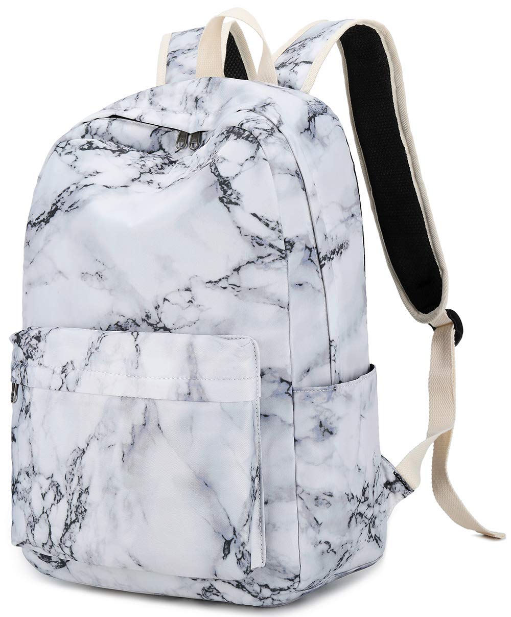 School Backpack Teen Girls Lightweight College Waterproof School Laptop Casual Backpack (Marble)