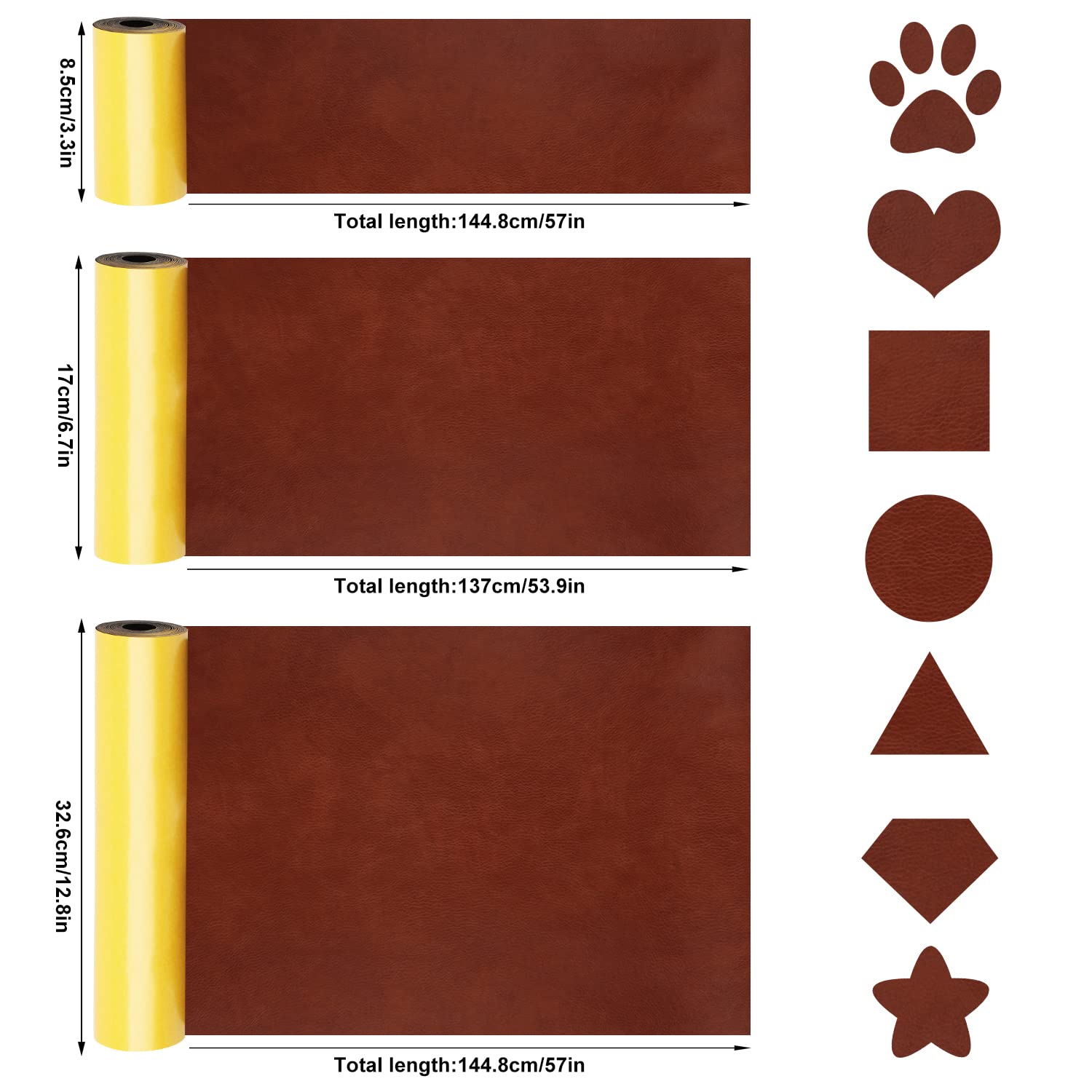 Omont Leather Repair Patch,3.3 X 57 Inch Anti Scratch Self-Adhesive Leather Repair Tape for Couch, Car Seats, Sofas, Handbags(Dark Brown)