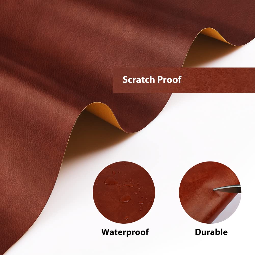 Omont Leather Repair Patch,3.3 X 57 Inch Anti Scratch Self-Adhesive Leather Repair Tape for Couch, Car Seats, Sofas, Handbags(Dark Brown)