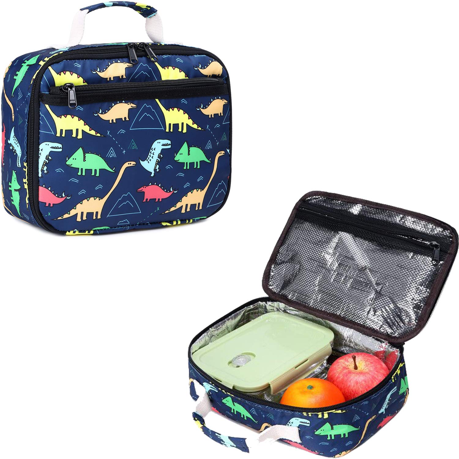 CAMTOP Backpack for Kids, Boys Preschool Backpack with Lunch Box Toddler Kindergarten School Bookbag Set (Y025-2 Dino-Navy Blue)