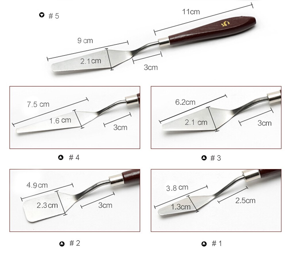 5 pcs Painting Mixing Scraper, Marrywindix Stainless Steel Spatula Palette Knife Oil Painting Accessories Color Mixing